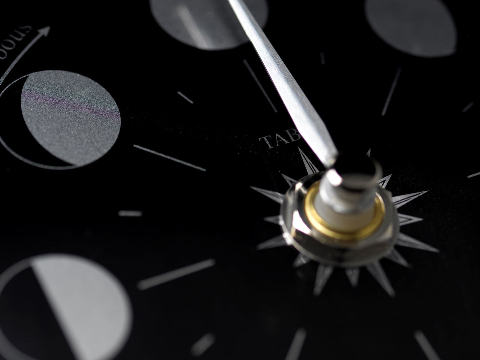 Handmade Prestige Moon Phase Clock in Chrome with Jet Black Dial